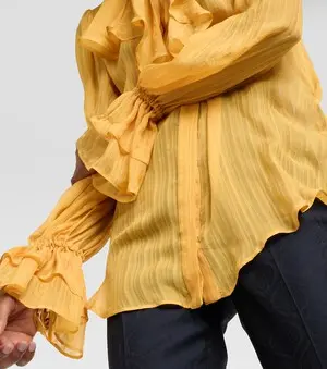 Etro Ruffled Silk Blouse - Yellow