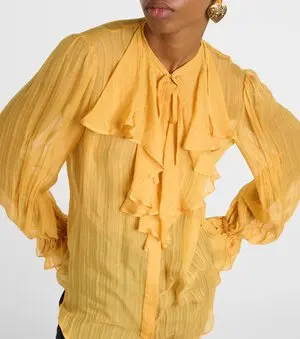 Etro Ruffled Silk Blouse - Yellow