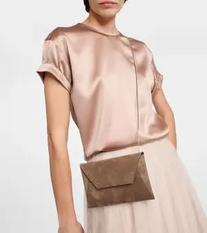 Brunello Cucinelli Suede Shoulder Bag - Beige