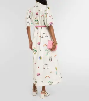 ALEMAIS Alémais Atticus Embroidered Linen Shirt Dress
