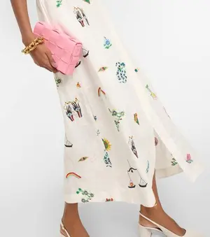 ALEMAIS Alémais Atticus Embroidered Linen Shirt Dress