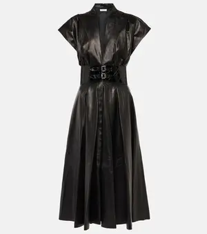 Alaïa Belted Leather Midi Dress