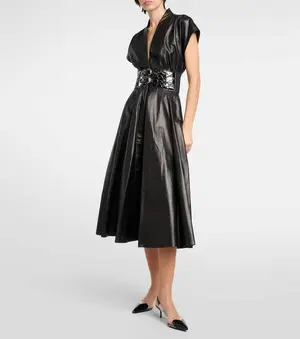 Alaïa Belted Leather Midi Dress