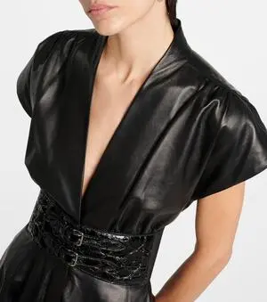 Alaïa Belted Leather Midi Dress