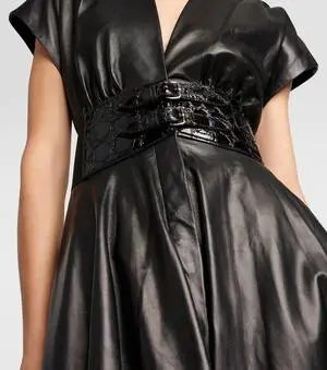Alaïa Belted Leather Midi Dress