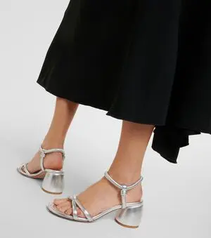 GIANVITO ROSSI Cassis Metallic Leather Sandals - Silver