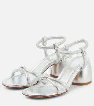 GIANVITO ROSSI Cassis Metallic Leather Sandals - Silver