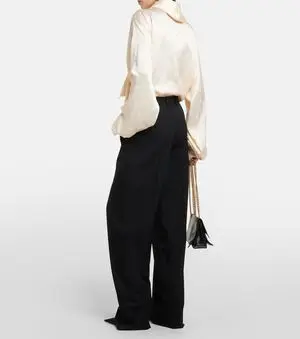 Balenciaga Mid-rise Wool Wide-leg Pants