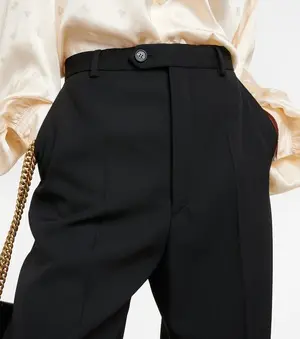 Balenciaga Mid-rise Wool Wide-leg Pants