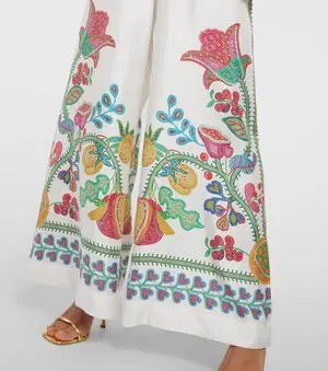 La DoubleJ Printed Wide-leg Silk Twill Pants - Multicoloured