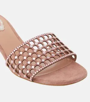 Rene Caovilla Embellished Suede Mules