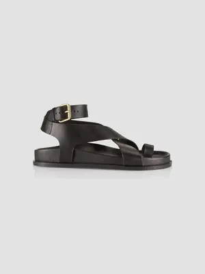 A.emery Jalen Leather Ankle-wrap Sandals - Black