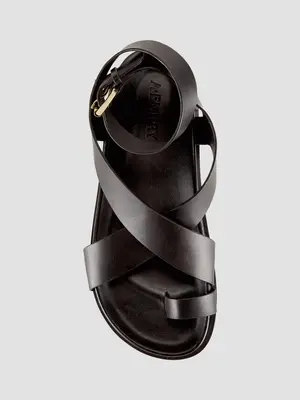 A.emery Jalen Leather Ankle-wrap Sandals - Black