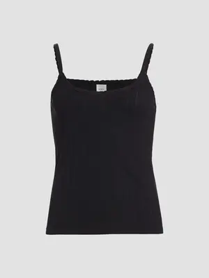 LESET Pointelle-knit Classic Tank - Black
