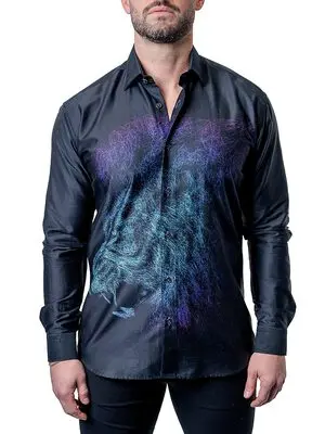 MACEOO Men's Fibonacci Pride Roar Shirt - Black  - Black