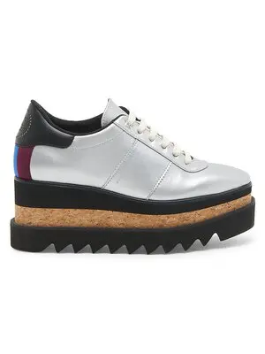Stella McCartney Women's Elyse 100MM Metallic Platform Sneakers - Silver  - Silver