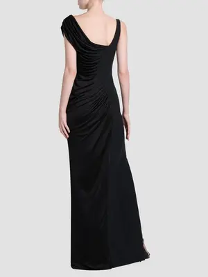 Versace Draped Cowlneck Column Gown - Black