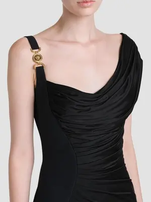 Versace Draped Cowlneck Column Gown - Black