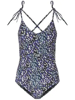 Isabel Marant ISABEL MARANT Swan Printed One Piece Swimsuit - Blue