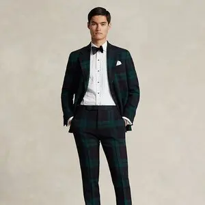 Ralph Lauren Plaid Wool Tweed Suit Trousers Black/navy/green