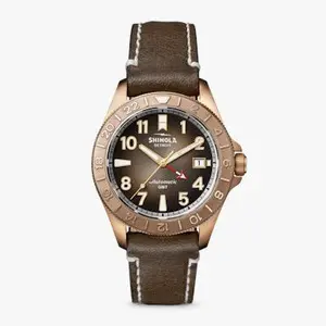 Shinola 40mm Gmt Automatic Watch - Bronze