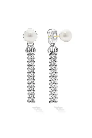 Lagos Signature Caviar Pearl Tassel Front-back Drop Earrings - Red