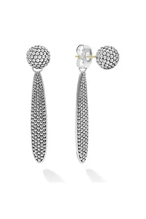 Lagos Signature Caviar Drop Earrings - Silver