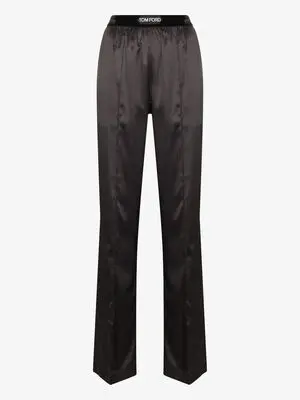 TOM FORD TOM FORD High-Waisted Straight-Leg Silk Trousers Black