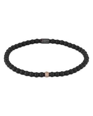 Roberto Demeglio 18k Rose Gold, Ceramic, And Diamond Stretch Bracelet - Black/rose Gold