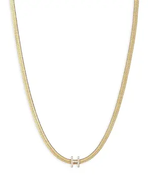 Ettika Ettika Initial Herringbone Chain Necklace H