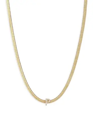Ettika Ettika Initial Herringbone Chain Necklace P
