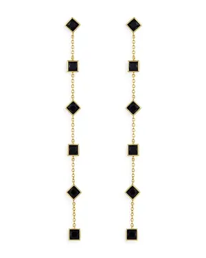 Ettika Geometric Linear Drop Earrings - Black/gold