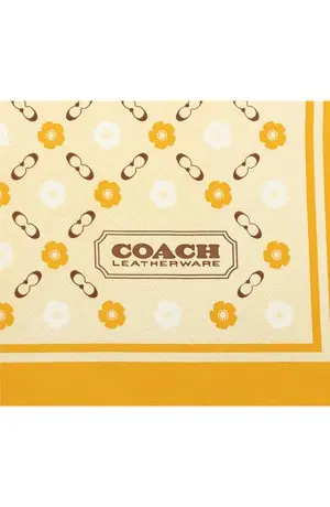 COACH® Tea Rose Logo Print Square Silk Scarf
