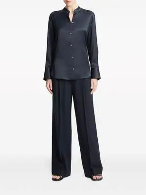 Vince Band-collar Satin Shirt
