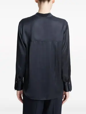 Vince Band-collar Satin Shirt