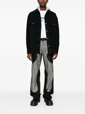 Palm Angels Monogram-print Hooded Overshirt - Black