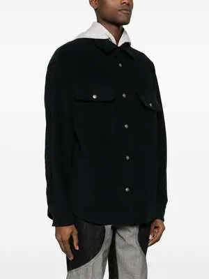Palm Angels Monogram-print Hooded Overshirt - Black