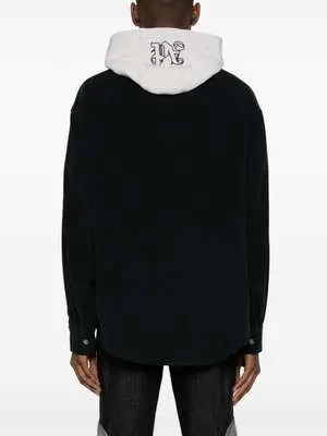 Palm Angels Monogram-print Hooded Overshirt - Black