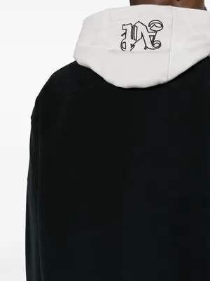 Palm Angels Monogram-print Hooded Overshirt - Black