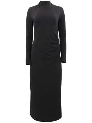 Vince Ruched Detail Flared Midi Dress - Black