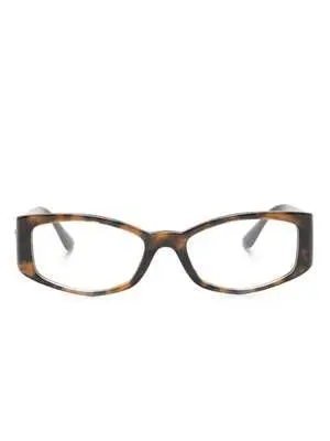 Versace Tortoiseshell Rectangle Frame Glasses - Brown