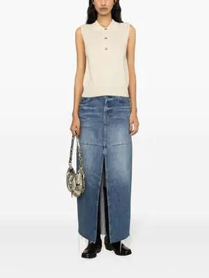 GANNI Logo-buttons Knitted Vest - Neutrals
