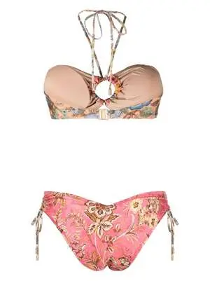 Zimmermann Junie Floral-print Halterneck Bikini