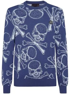 Philipp Plein Skull-motif Jumper - Blue