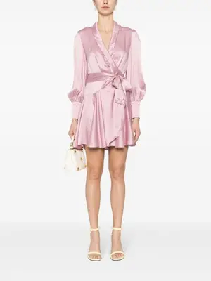 Zimmermann Long Sleeve Wrap Silk Minidress