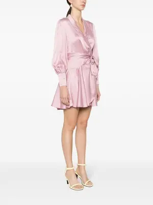 Zimmermann Long Sleeve Wrap Silk Minidress