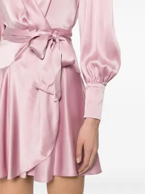 Zimmermann Long Sleeve Wrap Silk Minidress