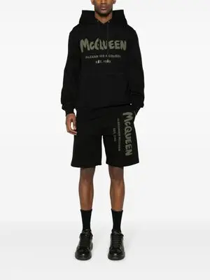 Alexander McQueen Logo-print Cotton Shorts - Black