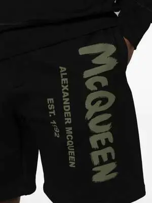 Alexander McQueen Logo-print Cotton Shorts - Black