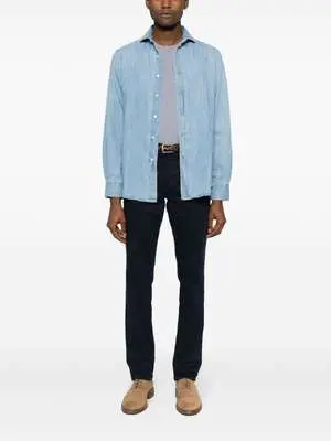 Brunello Cucinelli Spread-collar Denim Shirt - Blue